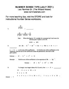 NUMBER-SENSE-JULY-2021 | Ram Materials